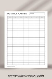 Free Printable Monthly Planner Template - Draw Craft Create