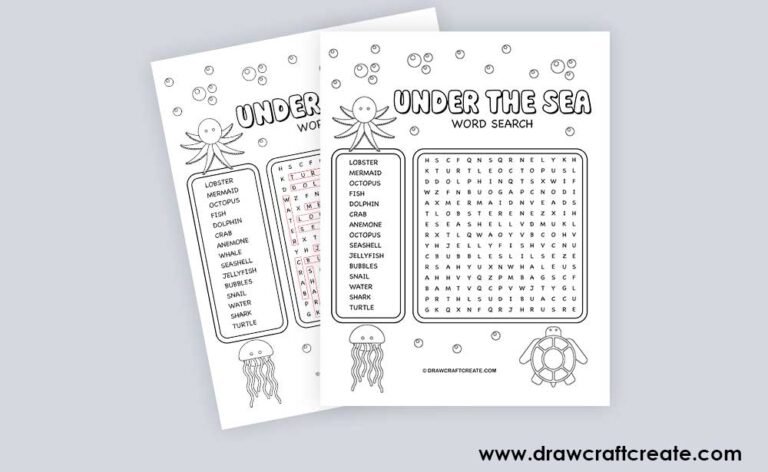 Free Printable Under The Sea Word Search - Draw Craft Create