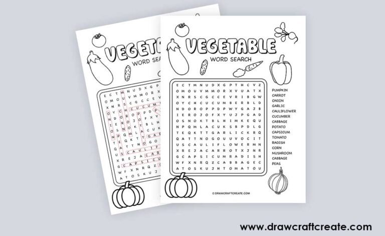 Free Printable Vegetable Word Search - Draw Craft Create