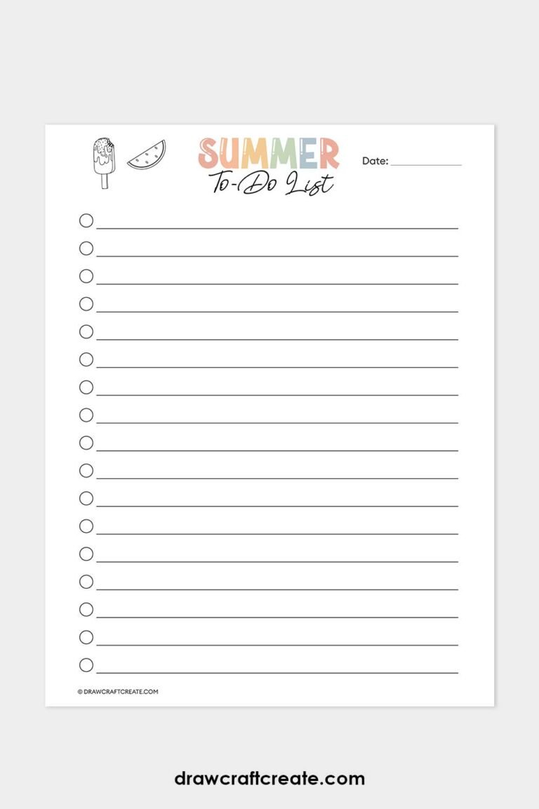 Free Printable Summer Planner 2026 (24 Pages) - Draw Craft Create
