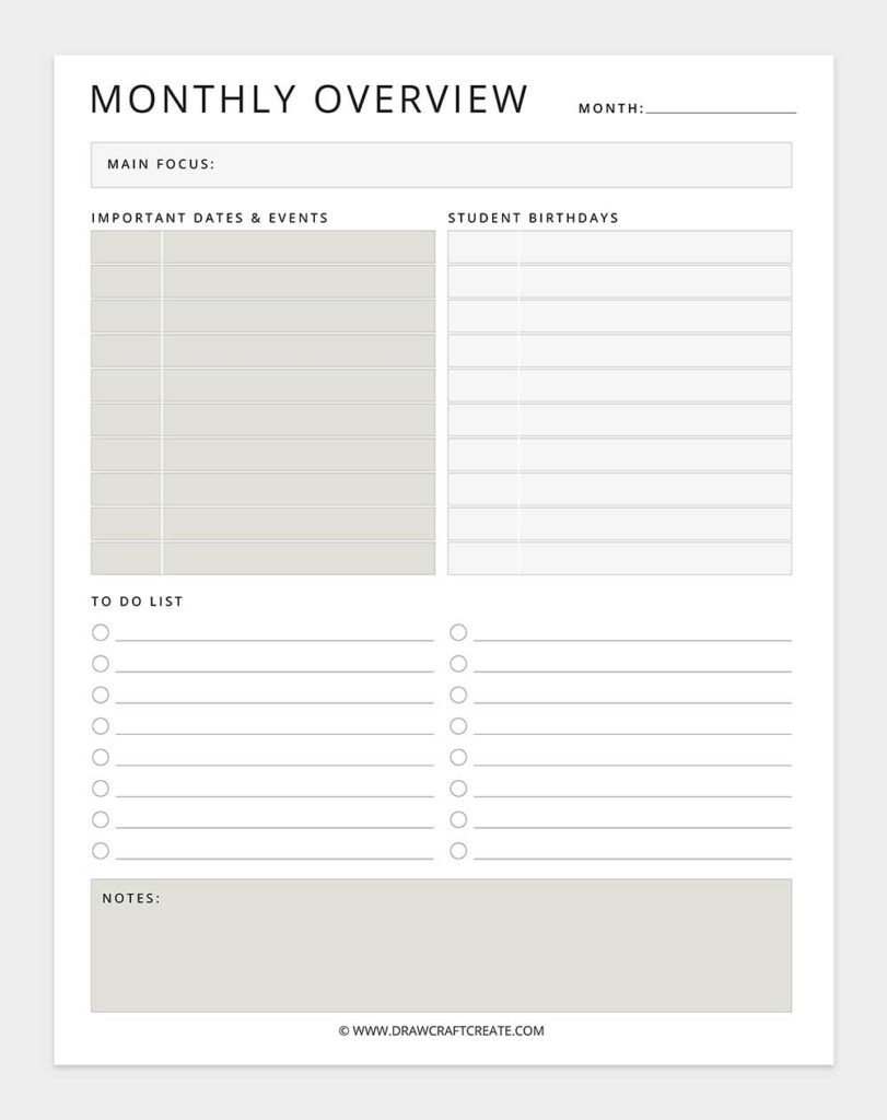 Free Teacher Planner Printables (2025-2026) - Draw Craft Create