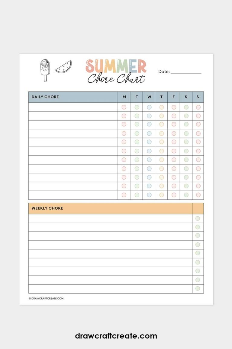Free Printable Summer Planner 2026 (24 Pages) - Draw Craft Create