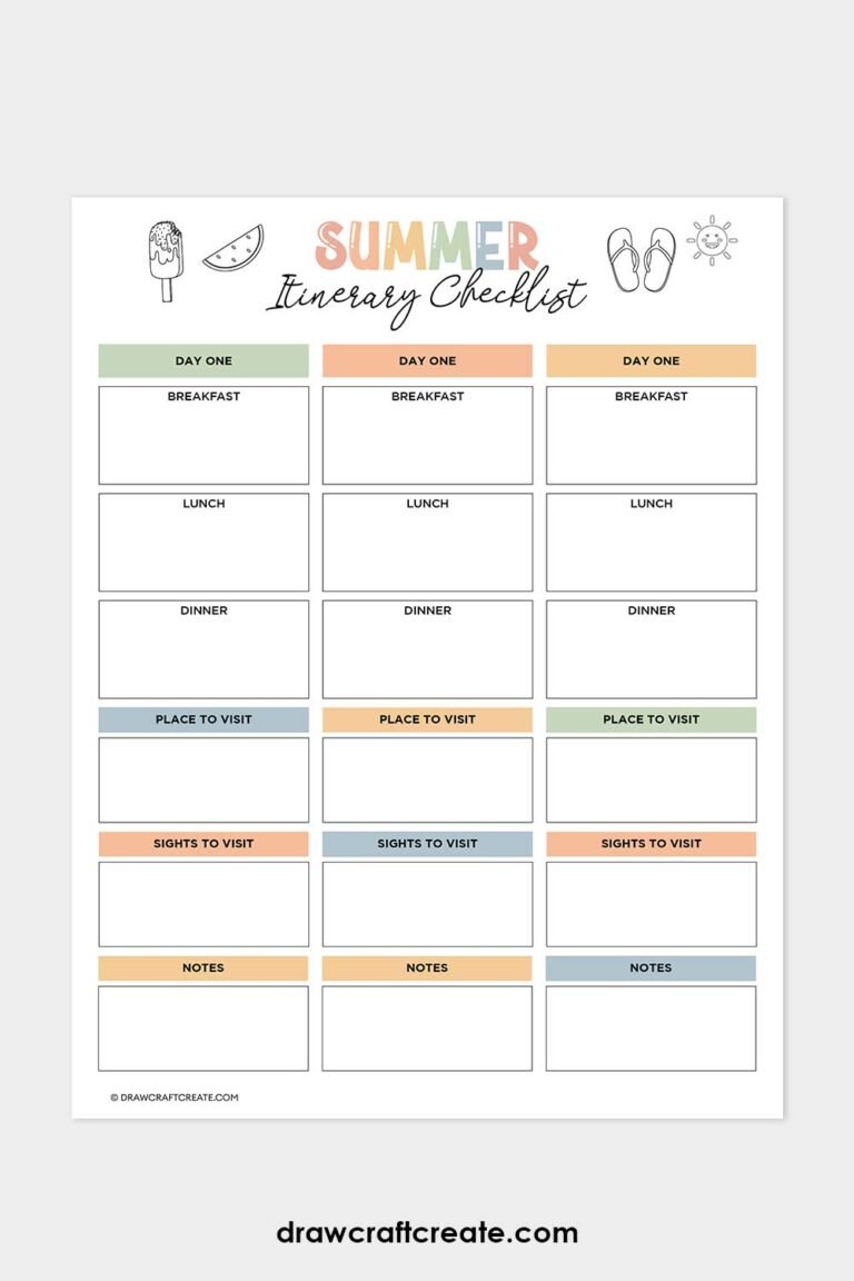 Free Printable Summer Planner 2026 (24 Pages) - Draw Craft Create