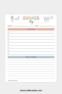 Free Printable Summer Planner 2026 (24 Pages) - Draw Craft Create