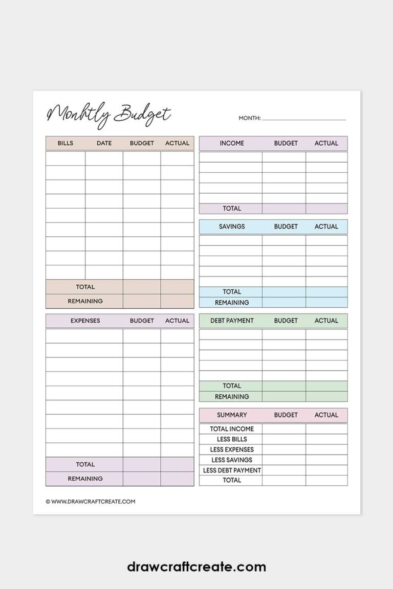Free Budget Planner Printables - Draw Craft Create