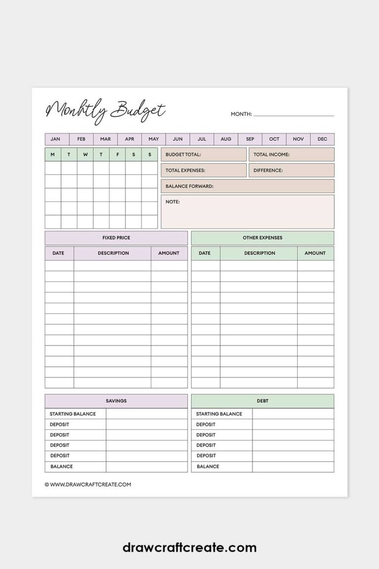 Free Budget Planner Printables - Draw Craft Create