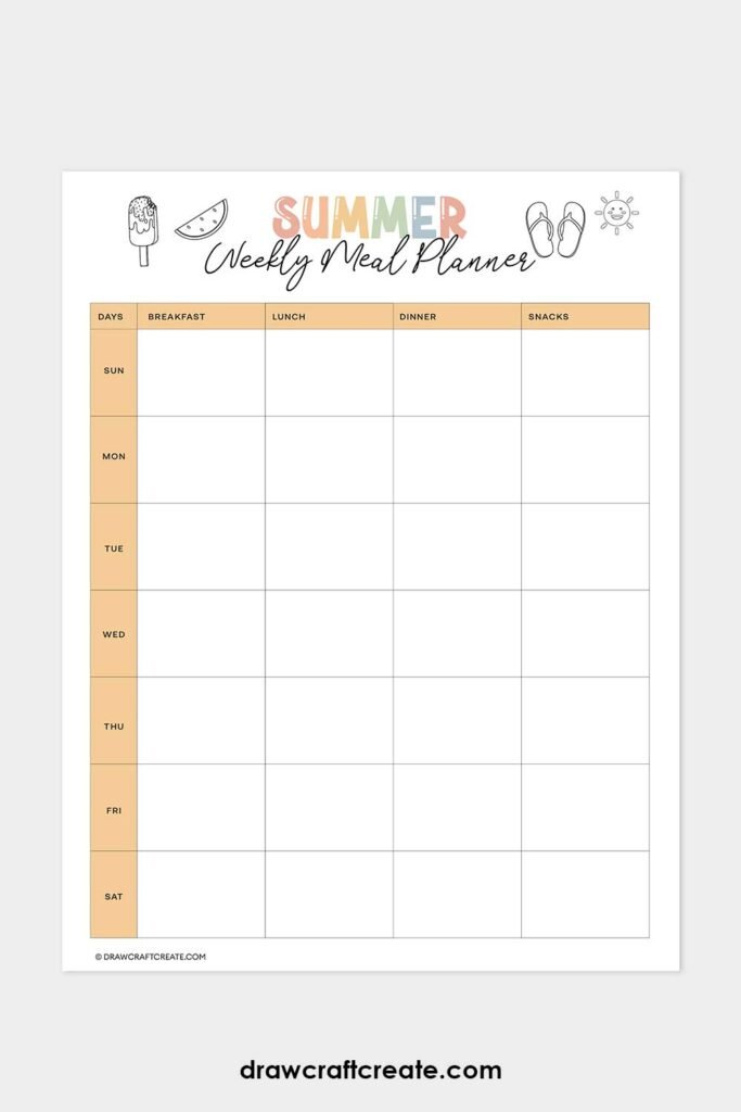 Free Printable Summer Planner 2026 (24 Pages) - Draw Craft Create