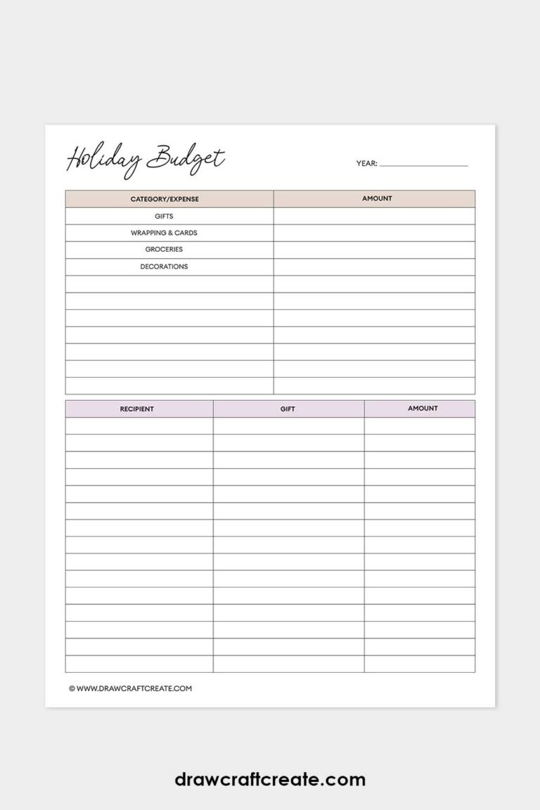 Free Budget Planner Printables - Draw Craft Create