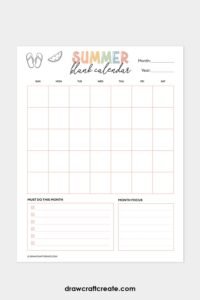 Free Printable Summer Planner 2026 (24 Pages) - Draw Craft Create