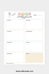 Free Printable Summer Planner 2026 (24 Pages) - Draw Craft Create