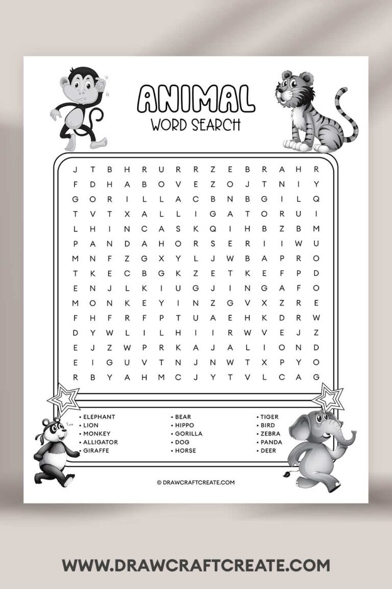 Free Printable Animal Word Search - Draw Craft Create