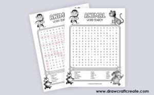 Free Printable Animal Word Search - Draw Craft Create