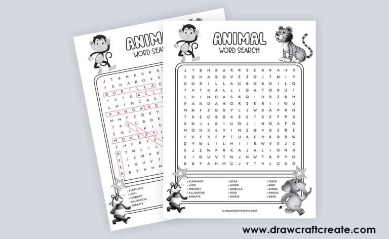 Free Printable Animal Word Search - Draw Craft Create
