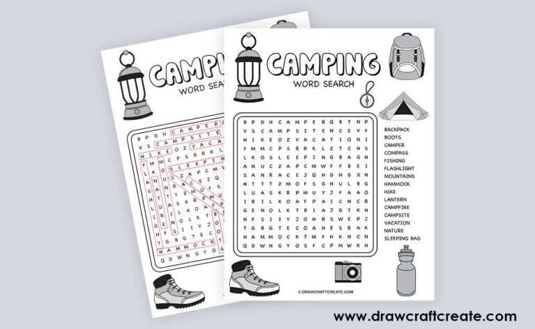 Free Printable Camping Word Search - Draw Craft Create
