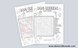 Free Printable Dog Breeds Word Search - Draw Craft Create