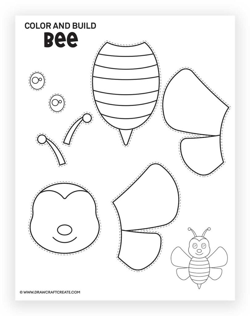 Free Printable Build a Bee Craft - Draw Craft Create