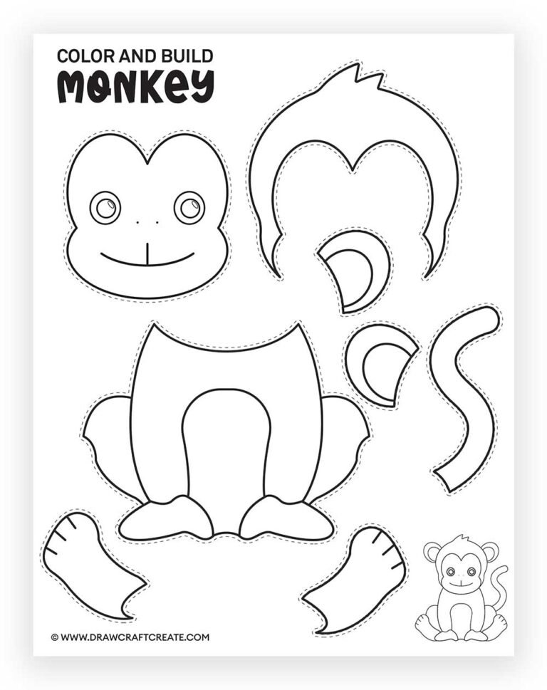 Free Printable Build a Monkey Craft - Draw Craft Create
