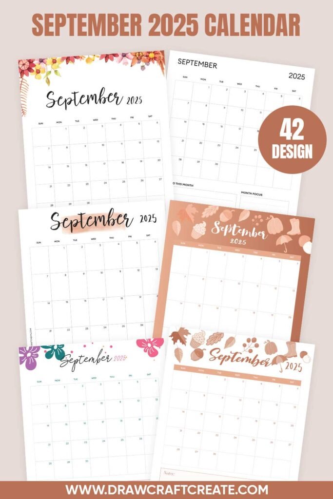 Free Printable September 2025 Calendars - Draw Craft Create