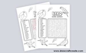 Free Printable Bird Word Search - Draw Craft Create