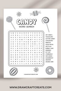 Free Printable Candy Word Search - Draw Craft Create