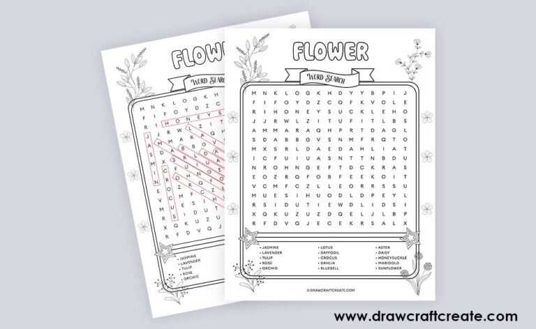 Free Printable Flower Word Search - Draw Craft Create