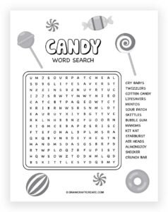 Free Printable Candy Word Search - Draw Craft Create