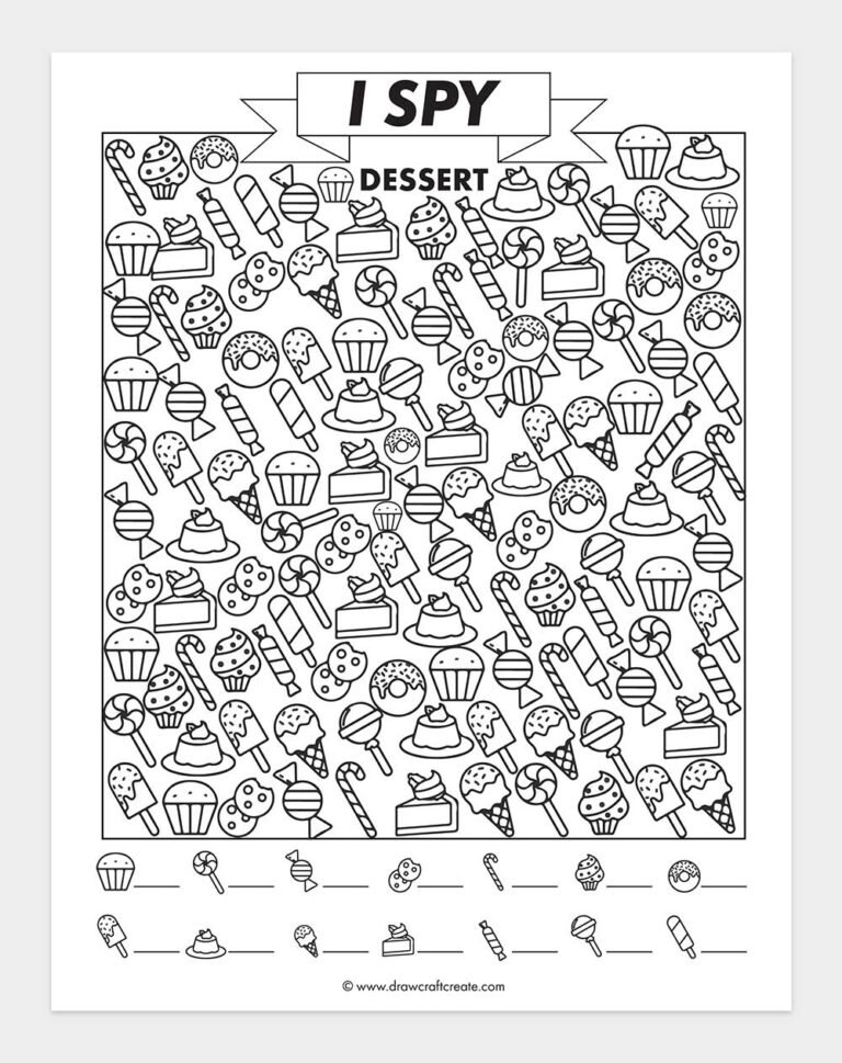 Free Printable I Spy Dessert Worksheet - Draw Craft Create