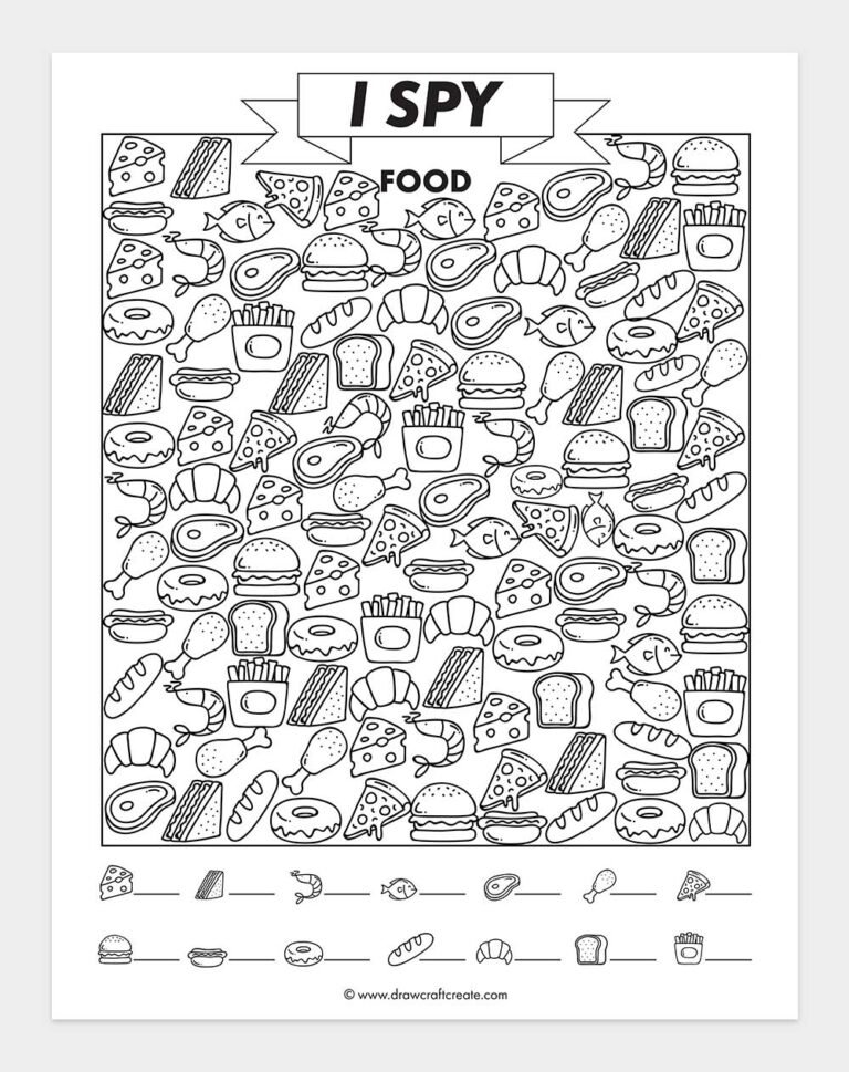 Free Printable I Spy Food Worksheet - Draw Craft Create