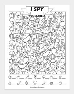 Free Printable I Spy Vegetables Worksheet - Draw Craft Create