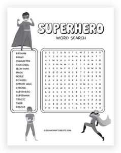 Free Printable Superhero Word Search - Draw Craft Create