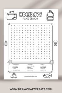 Free Printable Holiday Word Search - Draw Craft Create