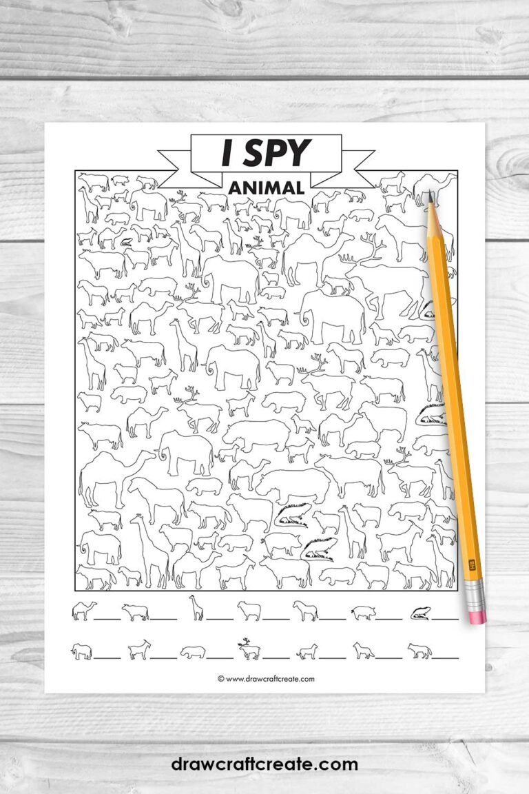 Free Printable I Spy Animals Worksheet - Draw Craft Create