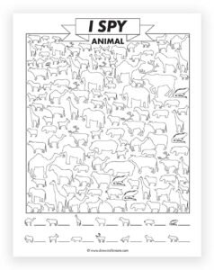 Free Printable I Spy Animals Worksheet - Draw Craft Create