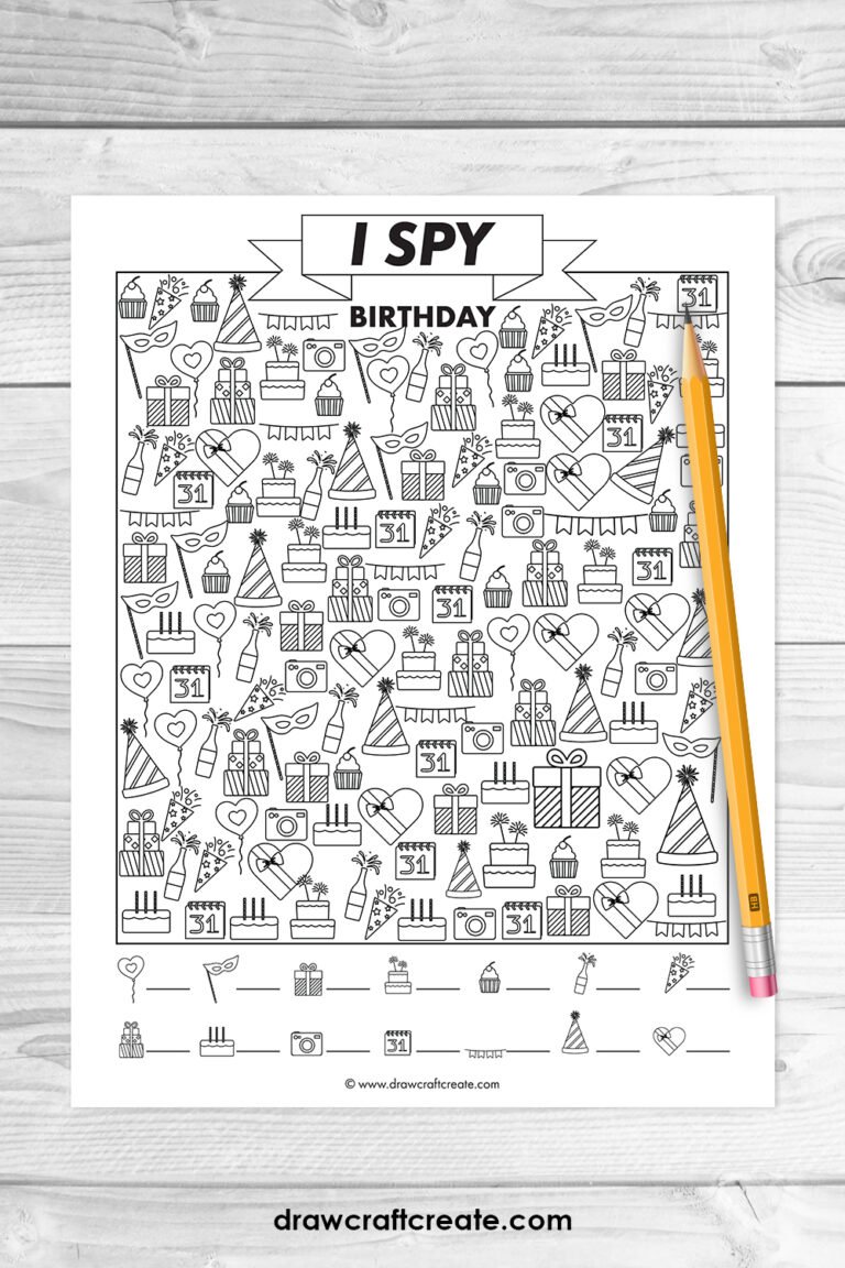 Free Printable I Spy Birthday Worksheet - Draw Craft Create