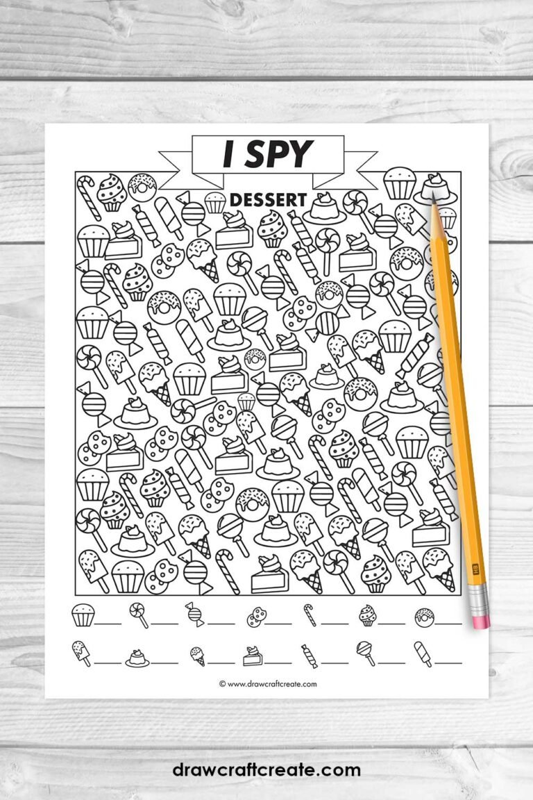 Free Printable I Spy Dessert Worksheet - Draw Craft Create