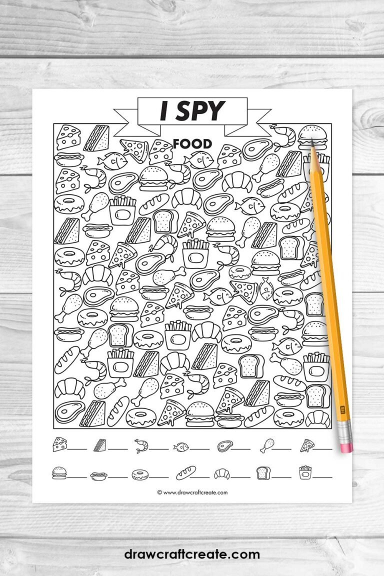 Free Printable I Spy Food Worksheet - Draw Craft Create