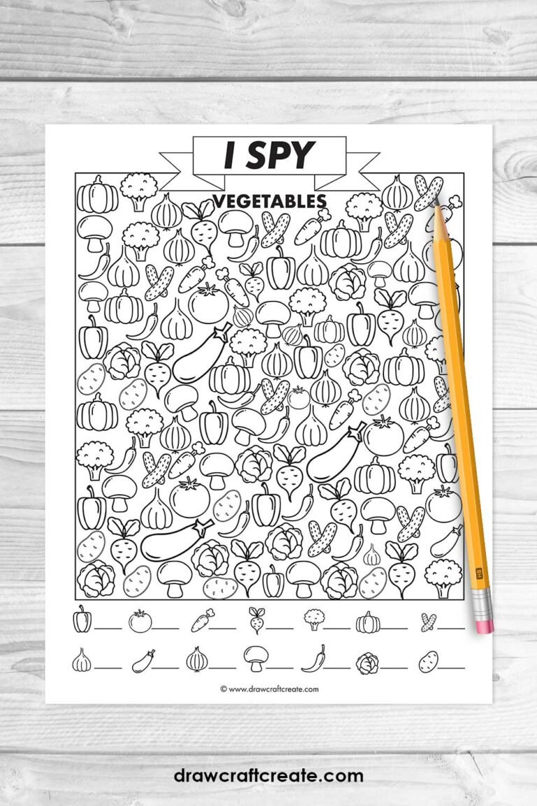 Free Printable I Spy Vegetables Worksheet - Draw Craft Create
