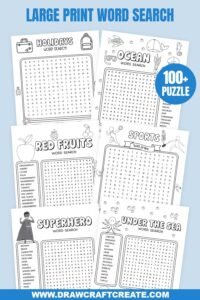 Free Large Print Word Search Puzzles (100+ Games) - Draw Craft Create