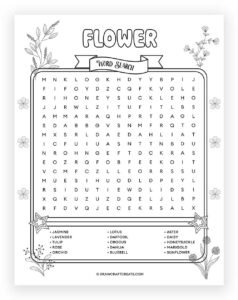Free Printable Flower Word Search - Draw Craft Create