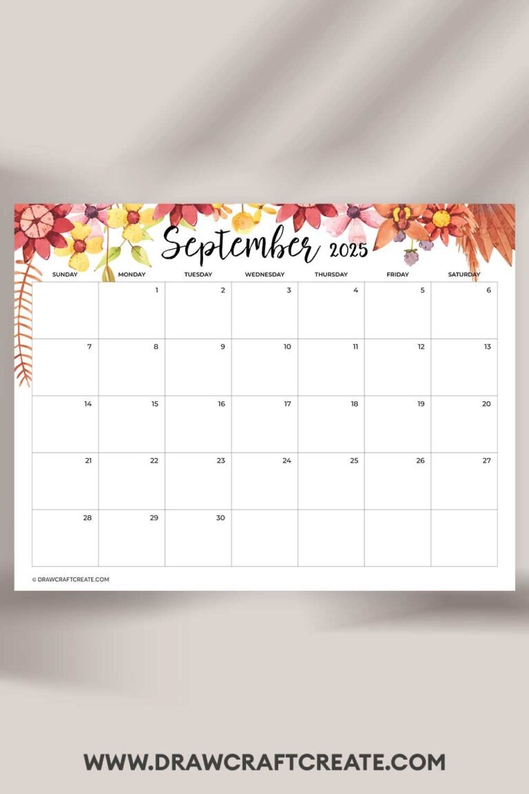 Free Printable September 2025 Calendars - Draw Craft Create