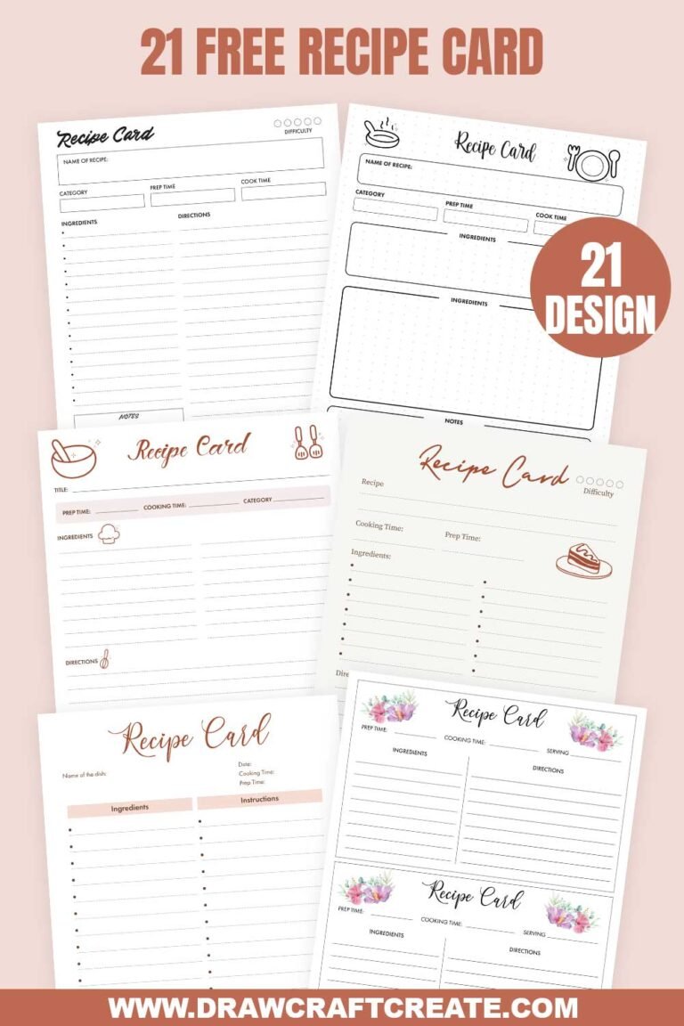 Free Printable Recipe Cards (21 Templates) - Draw Craft Create