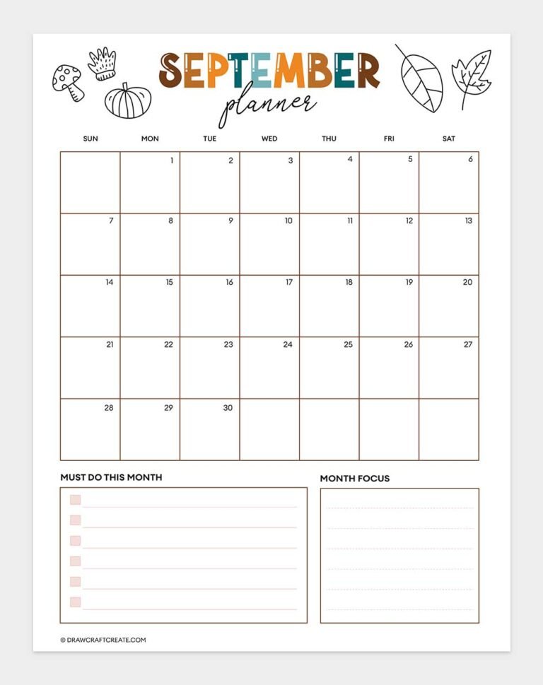 Free Printable Fall Planner 2026 (24 Pages) - Draw Craft Create