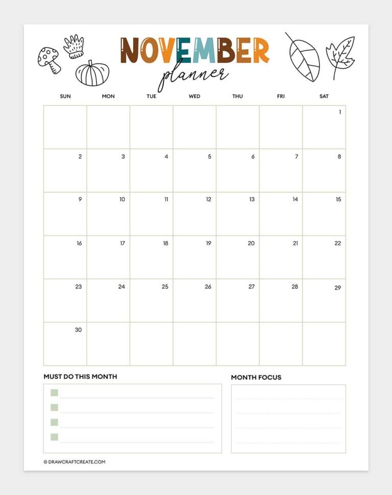 Free Printable Fall Planner 2026 (24 Pages) - Draw Craft Create