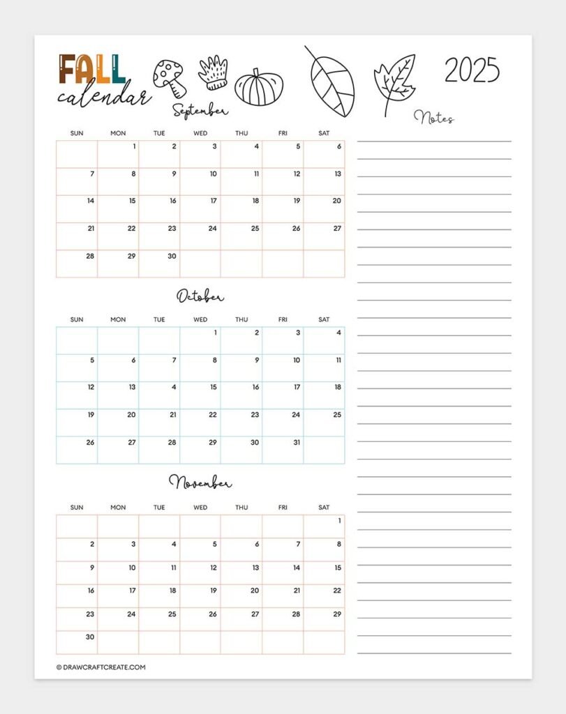 Free Printable Fall Planner 2026 (24 Pages) - Draw Craft Create
