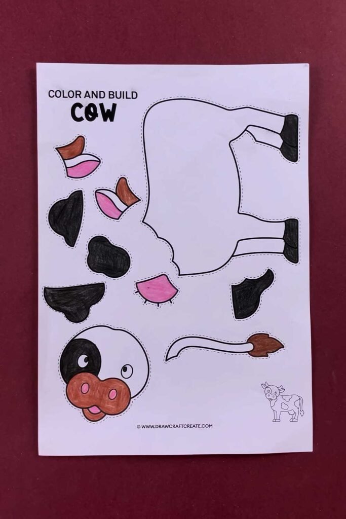 Free Printable Build a Cow Craft - Draw Craft Create