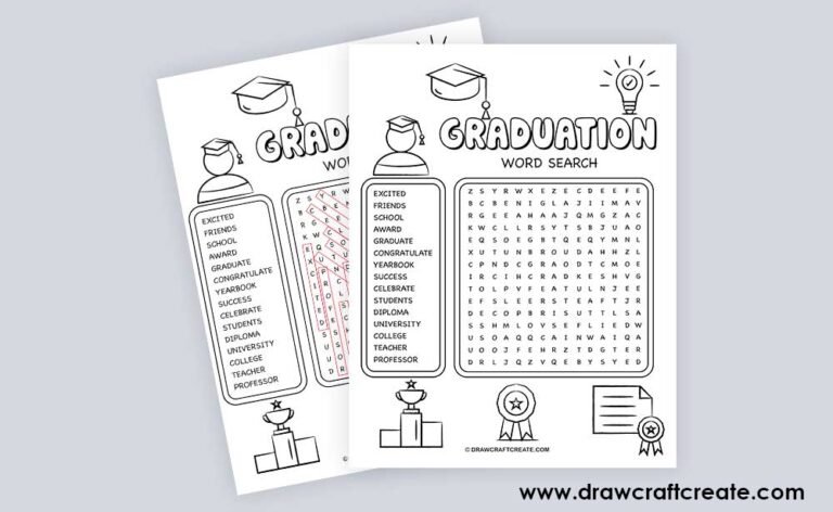 Free Printable Graduation Word Search - Draw Craft Create