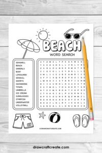 Free Printable Beach Word Search - Draw Craft Create