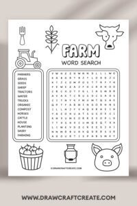Free Printable Farm Word Search - Draw Craft Create