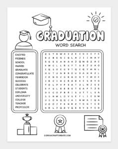 Free Printable Graduation Word Search - Draw Craft Create