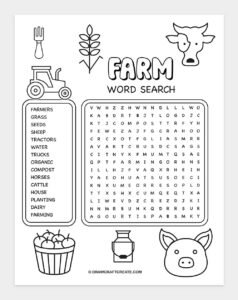 Free Printable Farm Word Search - Draw Craft Create